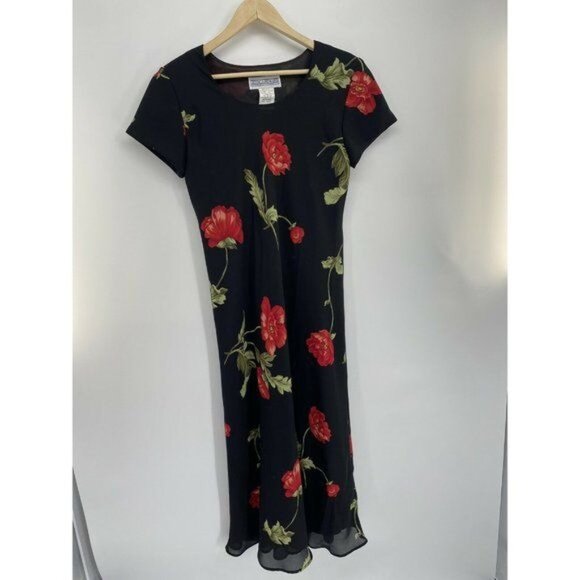 Jessica Howard | Dresses | Vtg Jessica Howard Womens Black Floral Lined ...